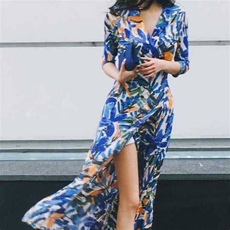 저스트메리드 블루 오렌지 꽃무늬 8680 화사한 우먼 여성 비치 가운 롱 원피스 J13