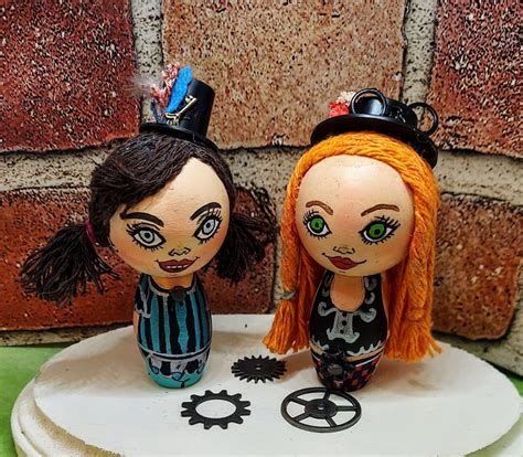 Steampunk Girls Peg Dolls Etsy