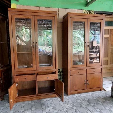 Jual Lemari Dan Rak Buku Minimalis 2 Pintu Kayu Jati Shopee Indonesia