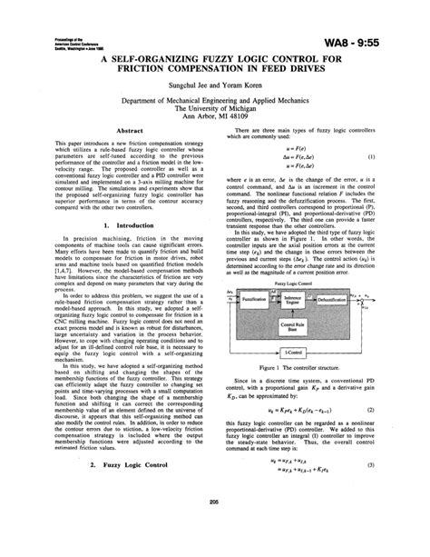 Pdf A Self Organizing Fuzzy Logic Control For Friction Compensation In Feed Drives