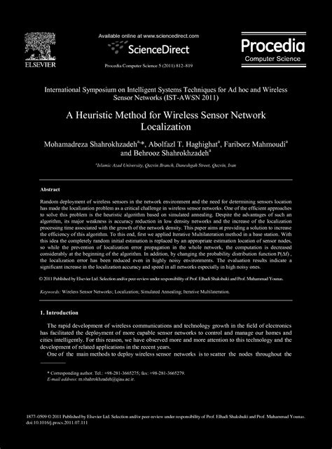 solution a heuristic method for wireless sensor network localization