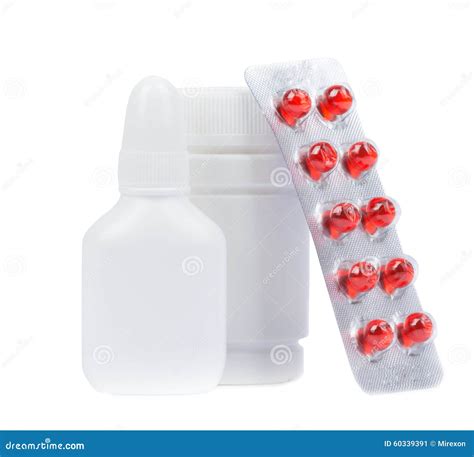 Flessen Van Geneesmiddelen En Pillen In Een Blaarpak Stock Afbeelding