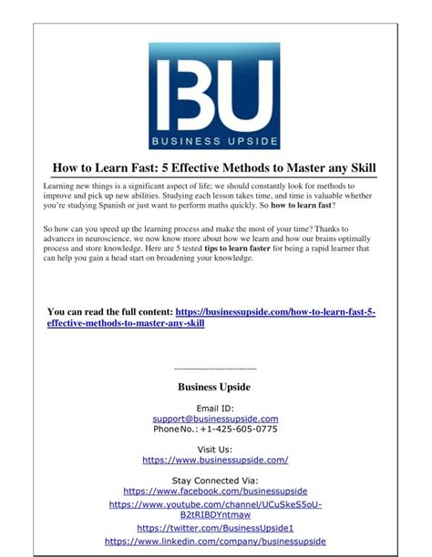 Ppt How To Learn Fast Effective Methods To Master Any Skill