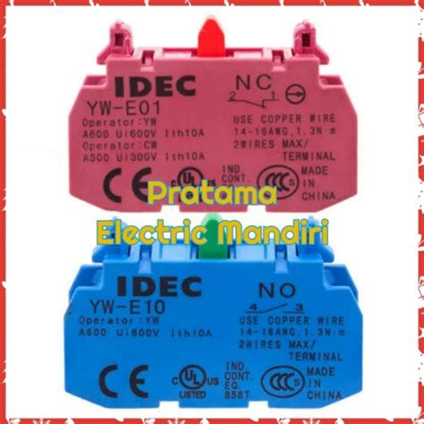 Jual Idec Contact Block Yw E10 No Yw E01 Nc Untuk Yw Series Biru