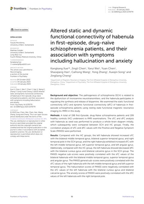 Pdf Altered Static And Dynamic Functional Connectivity Of Habenula In