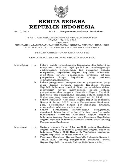 Perpolri No1 Tahun 2023 Pdf