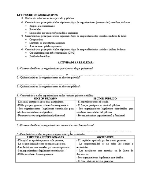 Doc 1 4 Tipos De Organizaciones
