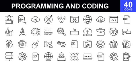 Programming And Coding Icon Set Software Development Icon Collection Contains Such Icons As Code