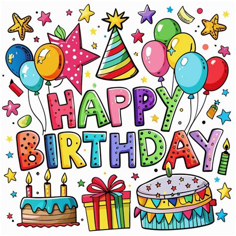 만화 생일 축하 프리미엄 Ai 생성 벡터