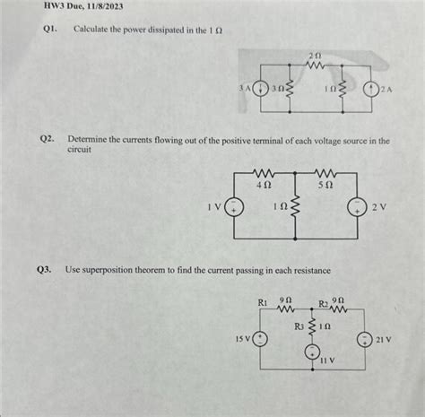 Solved Q1 Calculate the power dissipated in the 1Ω Q2 Chegg com