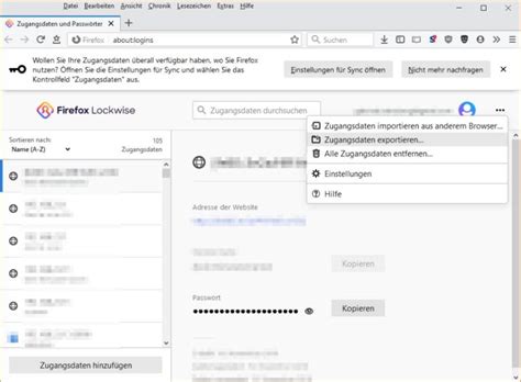 Gespeicherte Passwörter exportieren aus Firefox Chrome und Edge