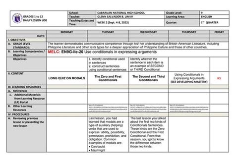 Lesson Plan In English 10 By Sir Paulol Pdf