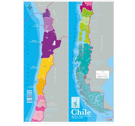 Mapa De Chile Político Gran Formato Editorial Compass