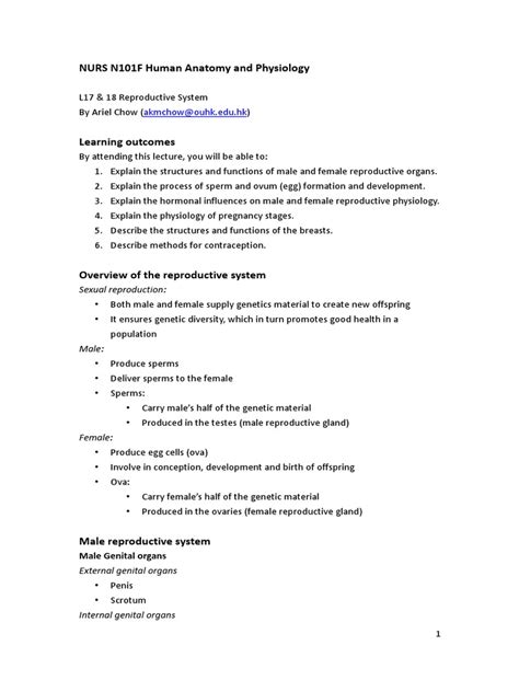 2020 Reproductive System Lecture Notes Pdf Menstrual Cycle Luteinizing Hormone