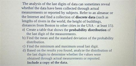 Solved The Analysis Of The Last Digits Of Data Can Sometimes
