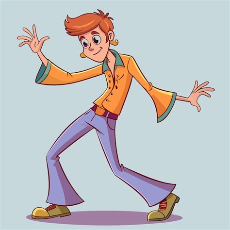 Sensual Dancing Man In Long Shirt And Bellbottoms Cartoon Vector Graphics Premium Ai Generated