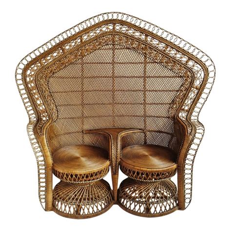 Tea Stained Double Peacock Chair Chairish