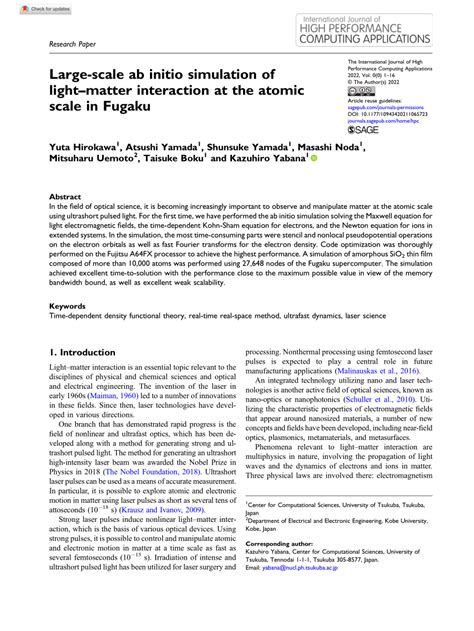 Pdf Large Scale Ab Initio Simulation Of Light Matter Interaction At