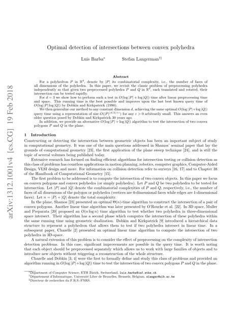 Pdf Detecting Intersections Between Convex Polyhedra