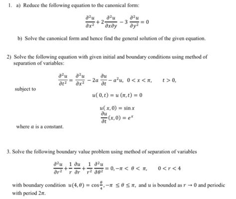 Solved 1 A Reduce The Following Equation To The Canonical Chegg