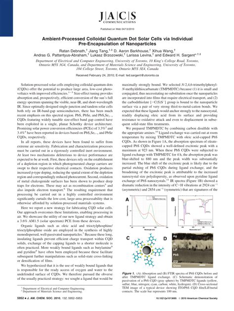 Pdf Ambient Processed Colloidal Quantum Dot Solar Cells Via Individual Pre Encapsulation Of