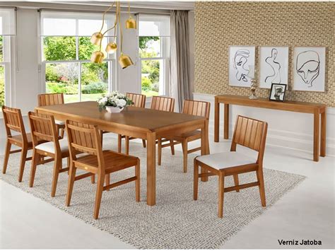 MESA DE JANTAR TAMPO EM MADEIRA MACIÇA MODERNIDADE E DURABILIDADE