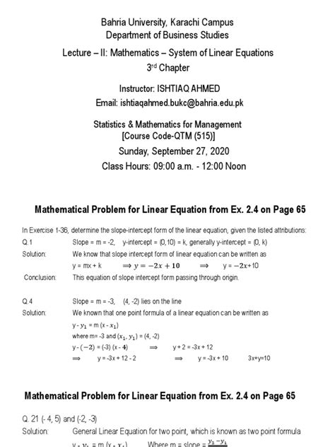 2nd Lecture Slides 03102020 111454pm Pdf Equations Matrix