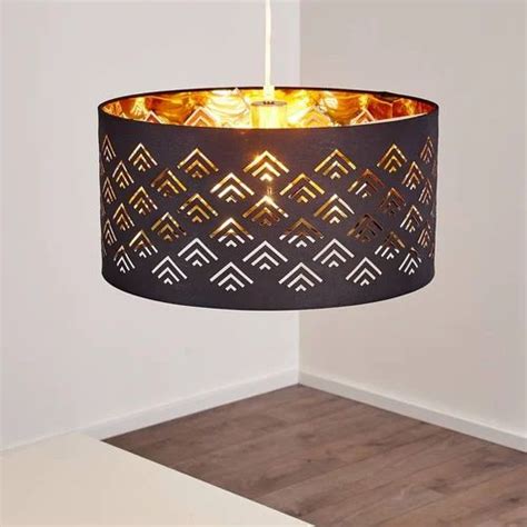 Cotton Black Gold Prism Pattern Cut Fabric Handmade Pendant Lamp