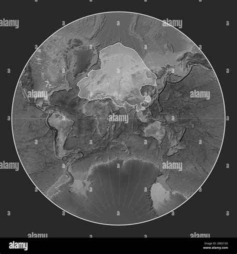 Eurasian Tectonic Plate On The Grayscale Elevation Map In The Lagrange