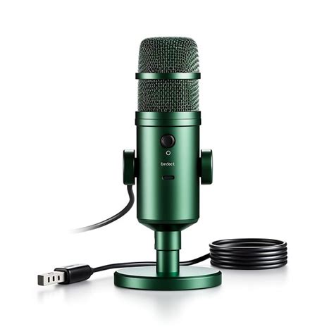 Premium Photo Isolated Of Usb Broadcasting Microphone Emerald Green Color Compact Desi For