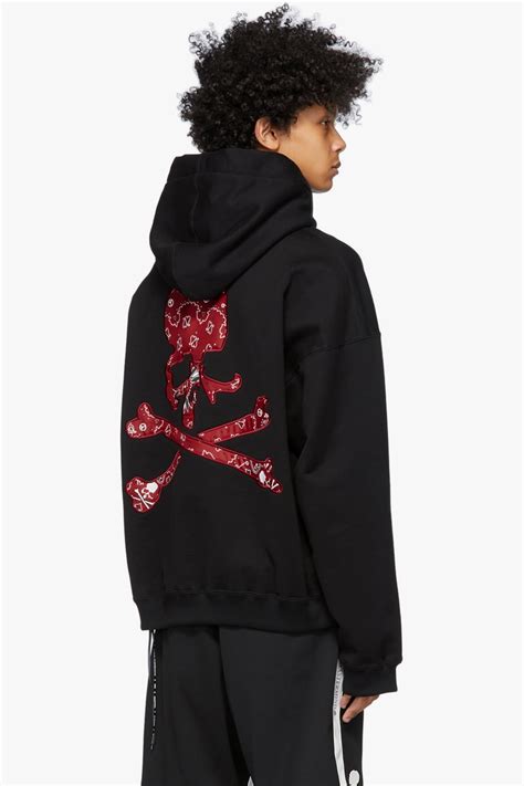 mastermind WORLD Black Red Boxy Bandana Hoodie | Hypebeast