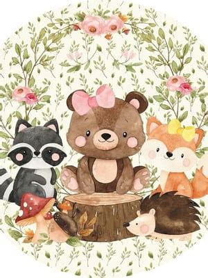 Painel Redondo Sublimado Bosque Animais Compre Produtos