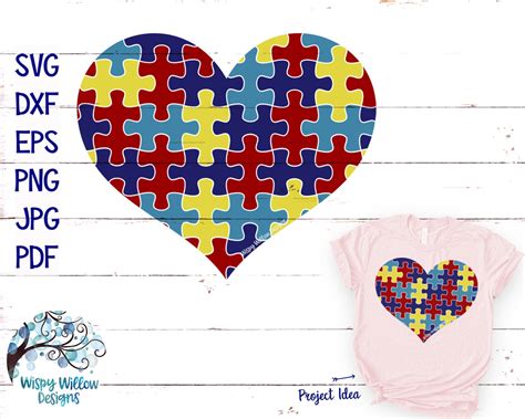 Autism Puzzle Piece Heart Svg Autism Svg Dxf Png Puzzle Etsy