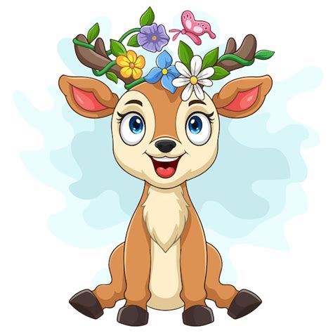Premium Vector Cute Deer Laying In The Grass