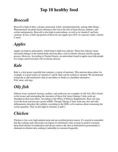 Ppt Top 10 Healthy Food Powerpoint Presentation Free Download Id