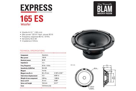 BLAM EXPRESS 165ES 165mm (6.5 Inch) 2-Way component car audio speakers ...