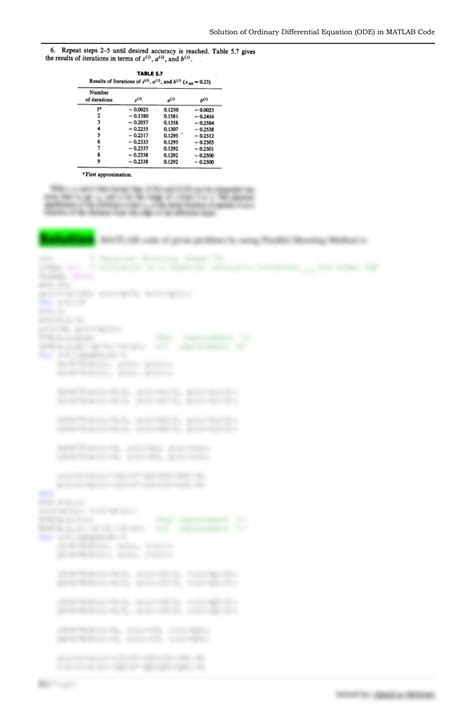 Solution Mathnumerical Notesmatlab Code Of Ordinary Differential