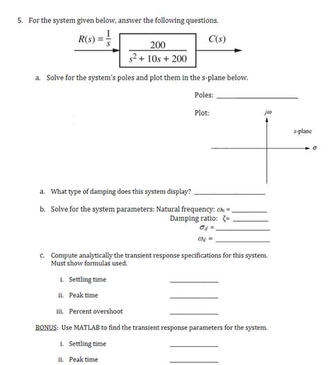 solved 5 for the system given below answer the following