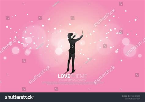 Vector Silhouette Conductor Standing Heart Flying Stock Vector Royalty