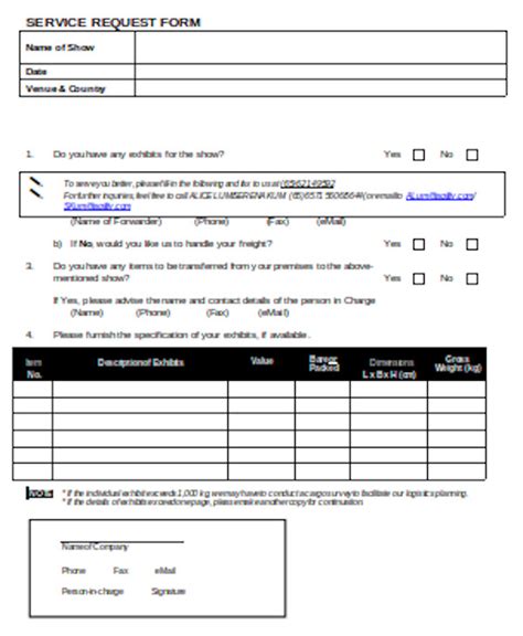 Free 11 Sample Service Request Forms In Pdf Word Excel