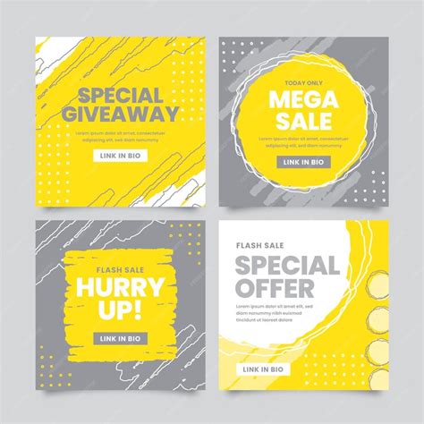 노란색과 회색 Instagram 게시물 템플릿 무료 벡터