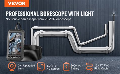 Vevor Endoscope Camera With Lights Triple Lens Borescope 164ft Cable 5