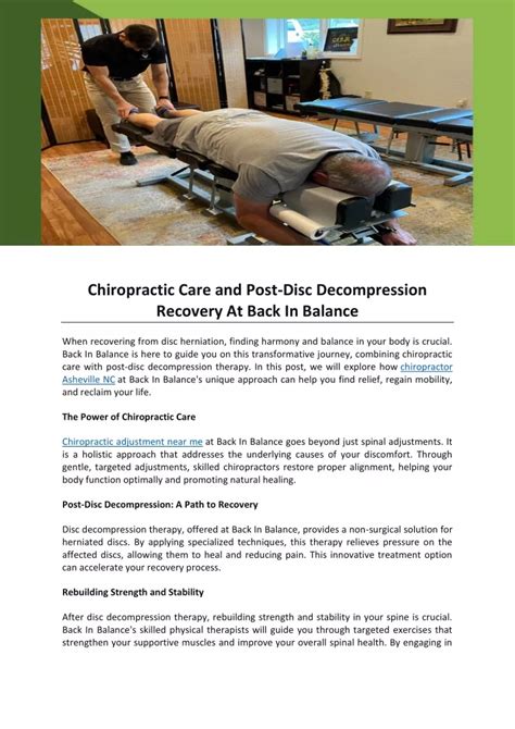 Ppt Chiropractic Care And Post Disc Decompression Recovery At Back In