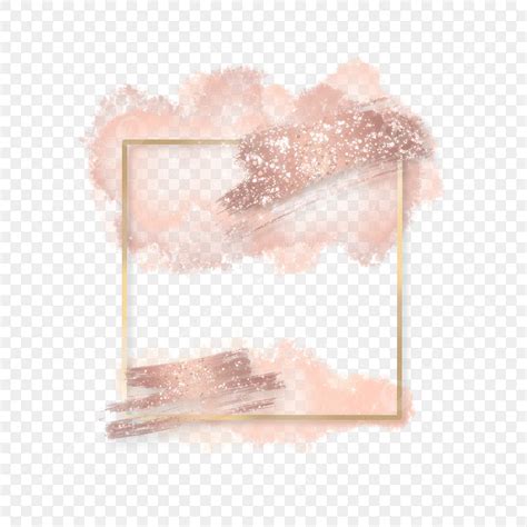 금박 테두리 일러스트 수채화 피는 로즈 골드 초대장 금박 틀 수채화 Png 일러스트 및 Psd 이미지 무료 다운로드