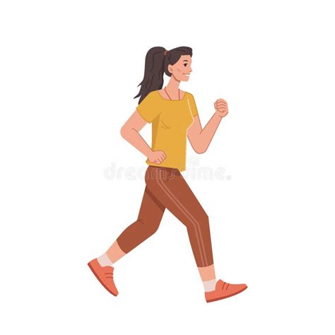 Running Jogging Woman In Casual Cloth Isolated Stock Vector