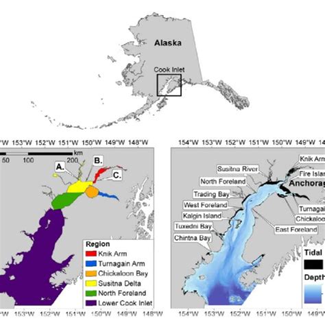 Cook Inlet Alaska Study Area Showing Six Defined Regions And Three