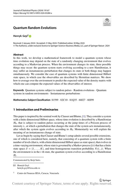 Quantum Random Evolutions Request Pdf