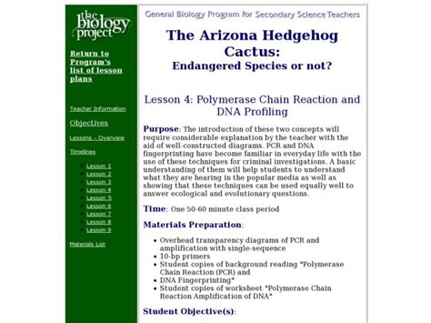 Polymerase Chain Reaction And Dna Profiling Lesson Plan For 9th 10th
