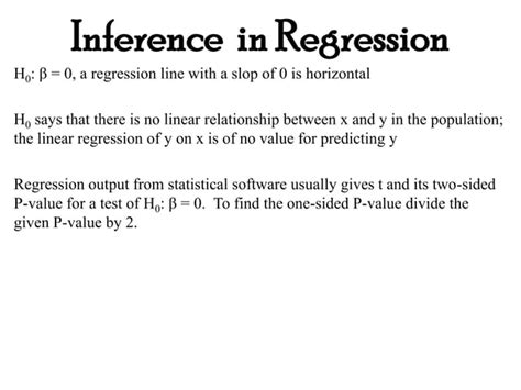 Inference In Regression Line Test Pptx