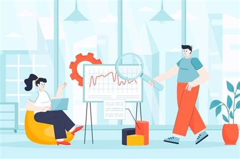 Premium Vector Big Data Analysis Concept In Flat Design Illustration